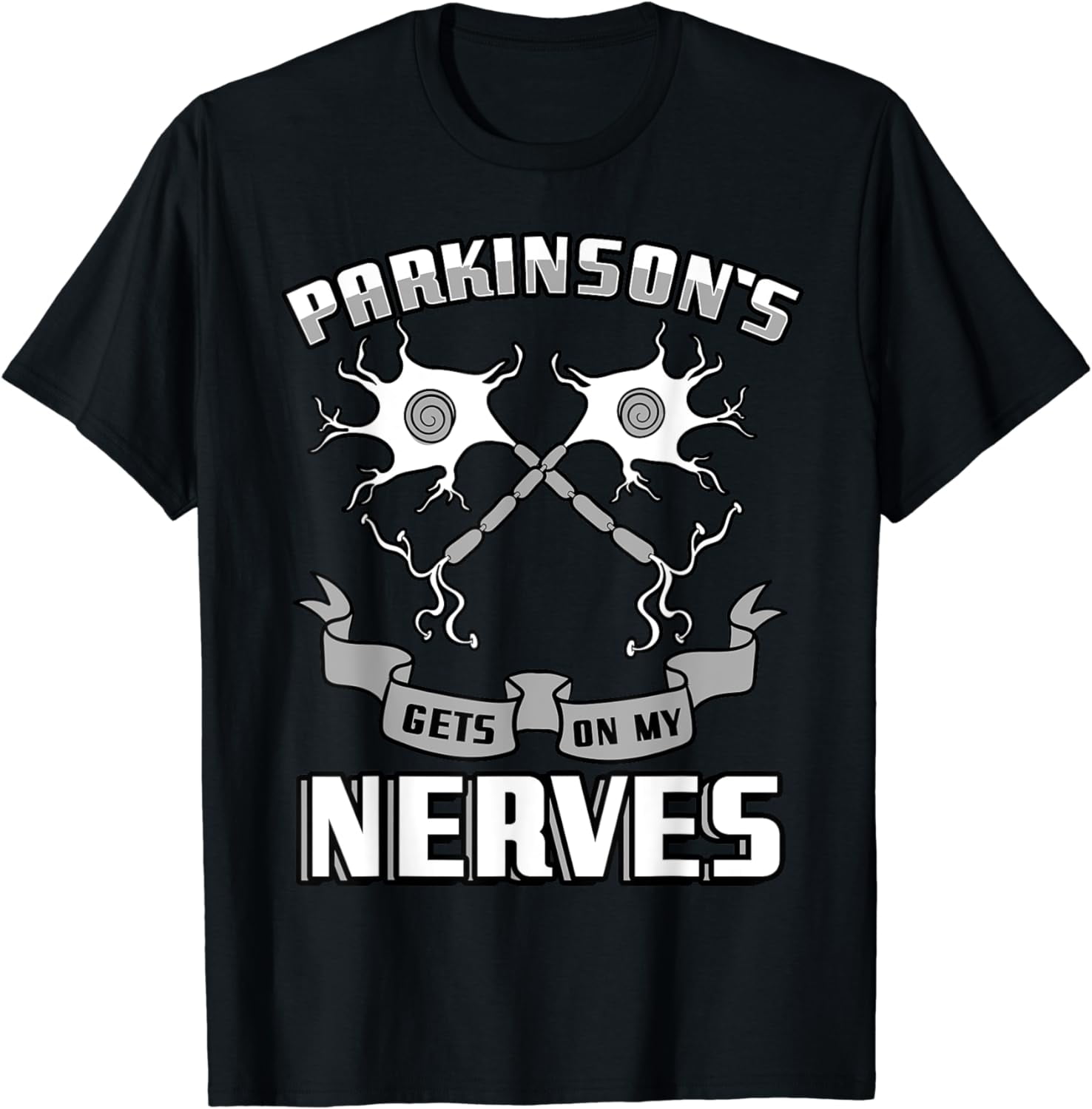Parkinsons Nerves Degenerative Disorder Gray Ribbon Gift T-Shirt ...
