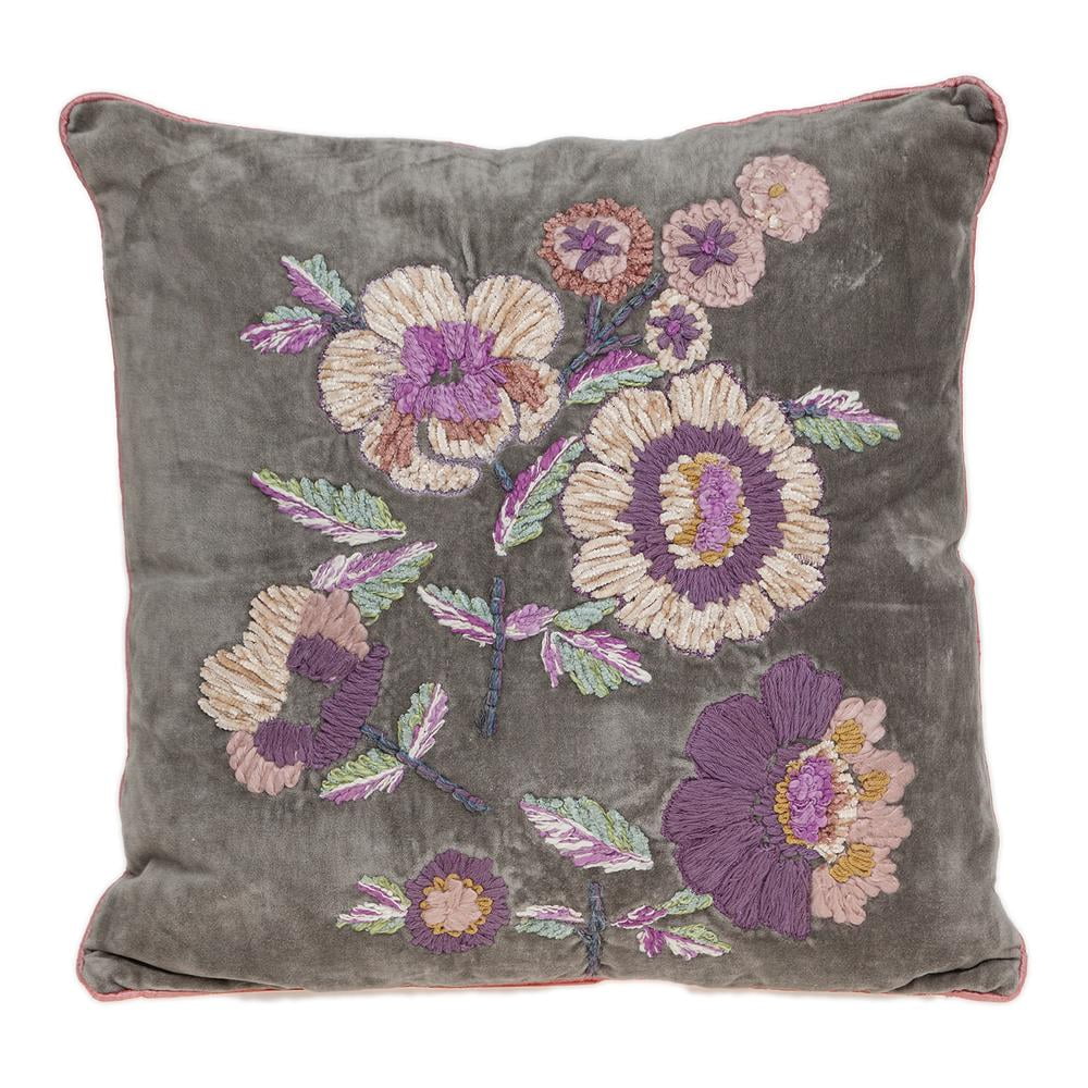 Parkland Collection Penelope 18x18" Floral Fabric Throw Pillow in Taupe ...