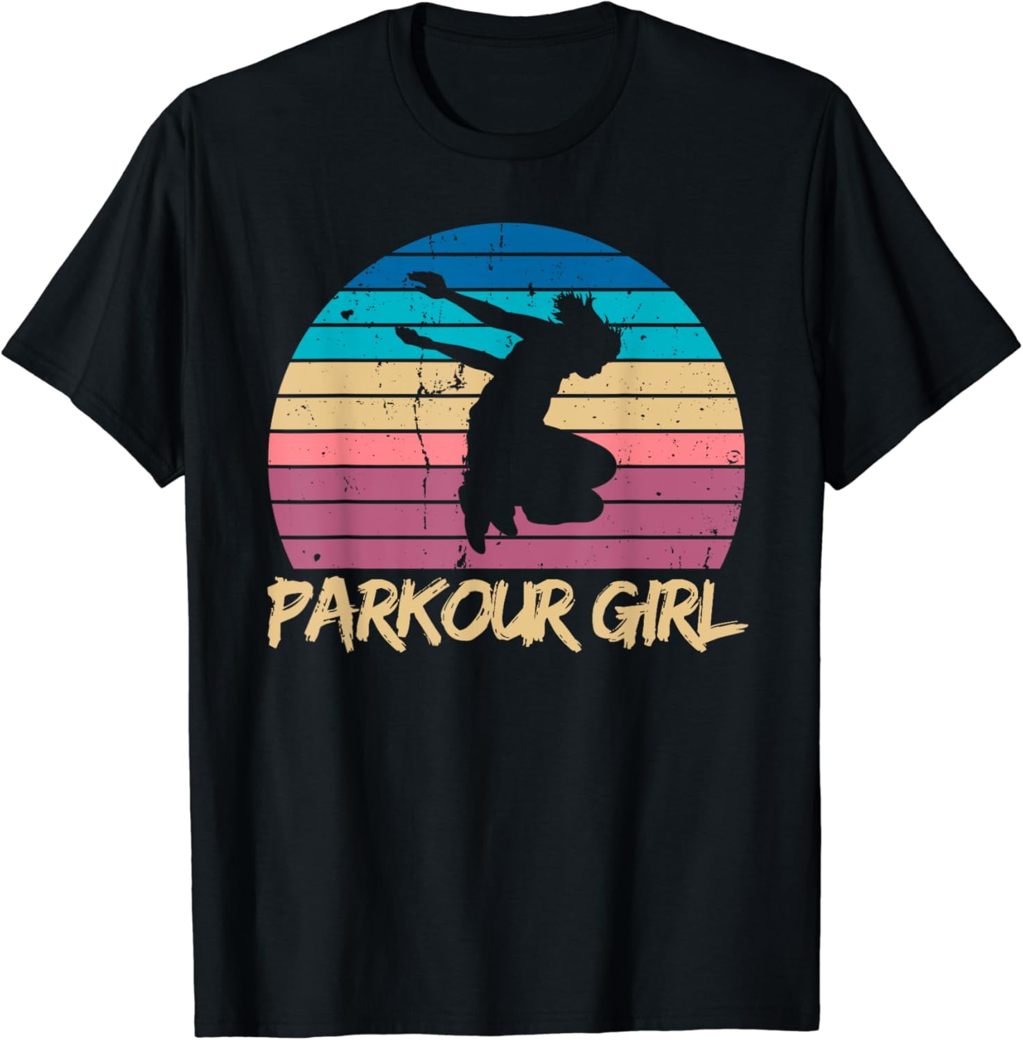 Parkour Girl Vintage Retro Freerunner Jumping, Funny Parkour T-Shirt ...