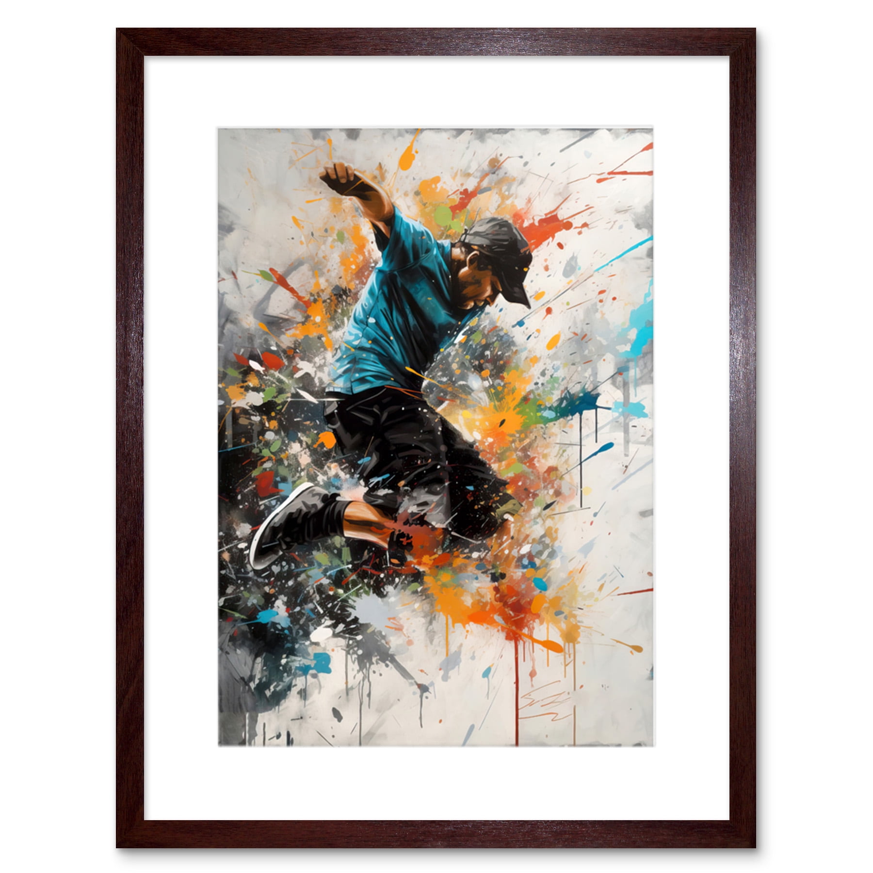 Parkour Jump Urban Sport Paint Splat Action Shot Artwork Framed Wall ...