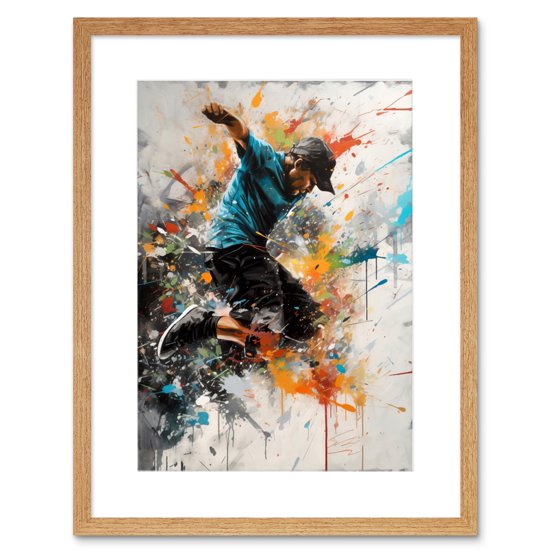 Parkour Jump Urban Sport Paint Splat Action Shot Artwork Framed Wall ...