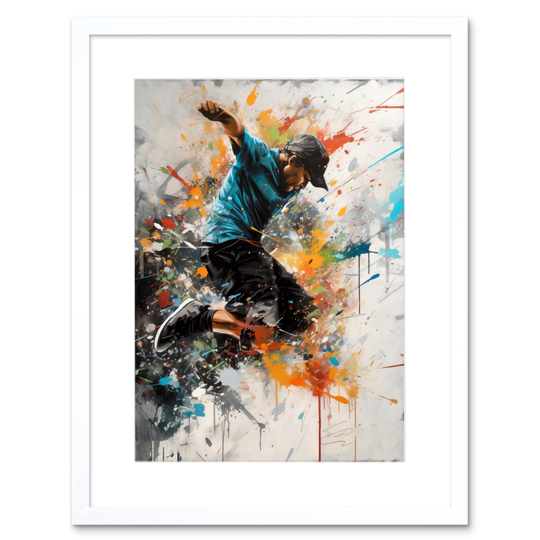 Parkour Jump Urban Sport Paint Splat Action Shot Artwork Framed Wall ...