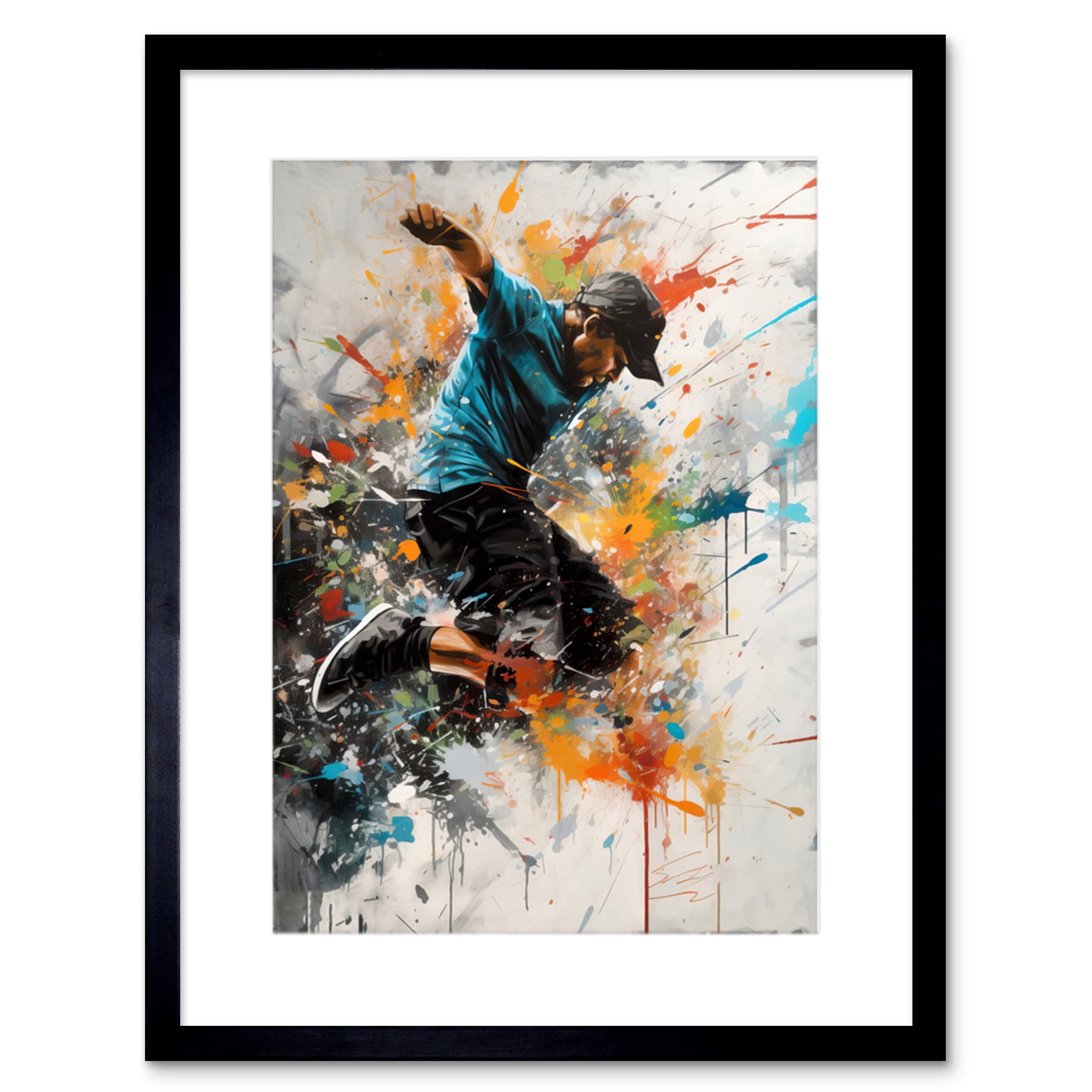 Parkour Jump Urban Sport Paint Splat Action Shot Artwork Framed Wall ...