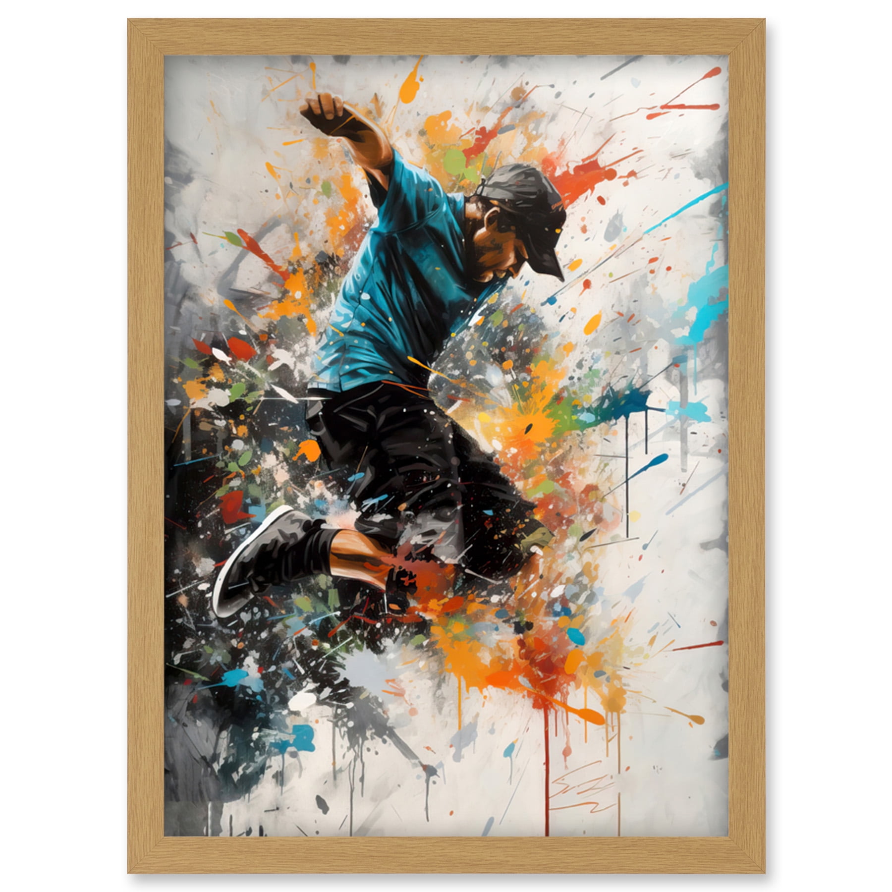 Parkour Jump Urban Sport Paint Splat Action Shot Artwork Framed Wall ...