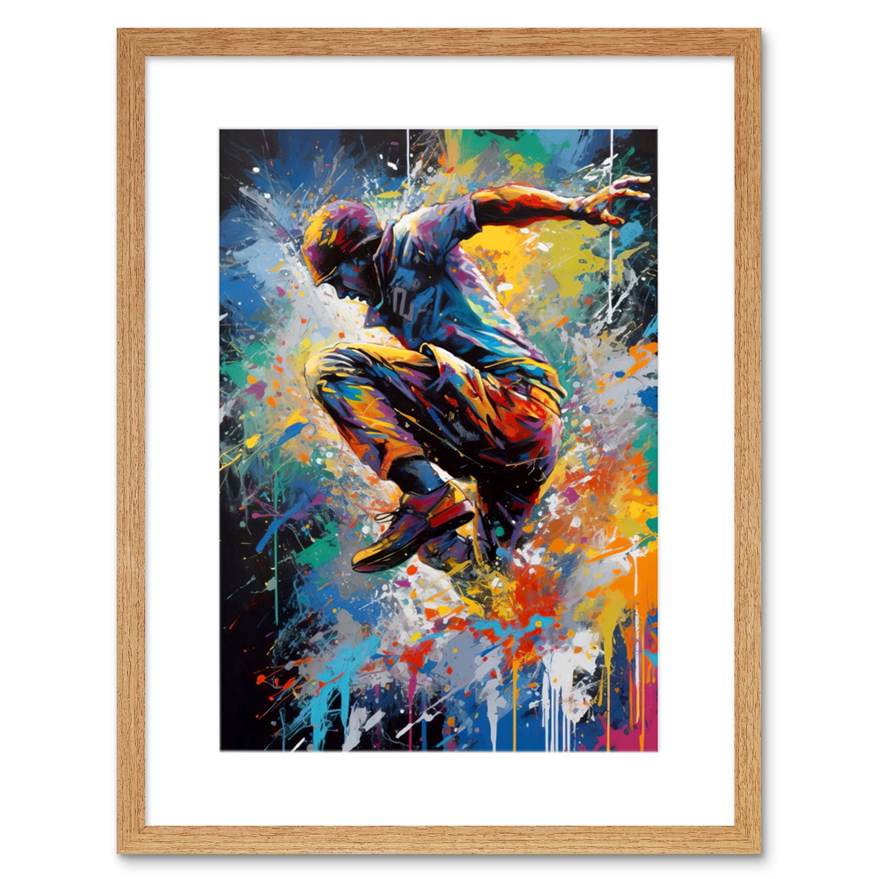 Parkour Paint Splat Portrait Jump Action Shot Artwork Framed Wall Art ...