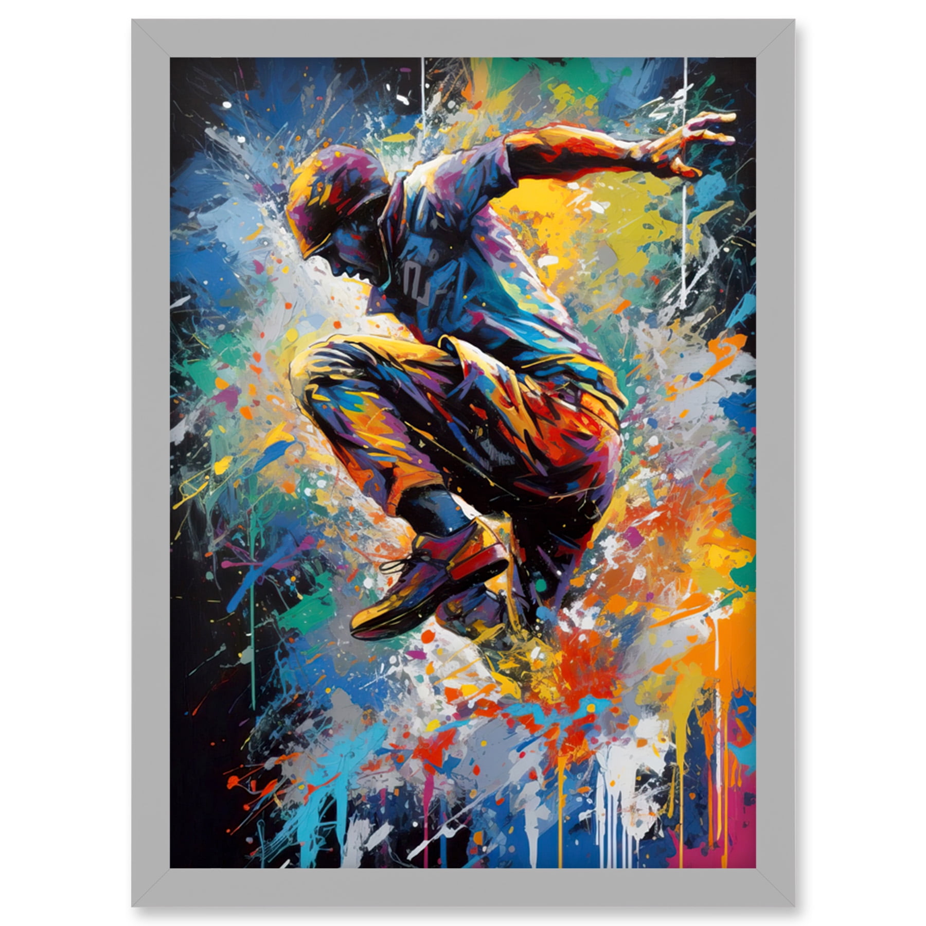 Parkour Paint Splat Portrait Jump Action Shot Artwork Framed Wall Art ...