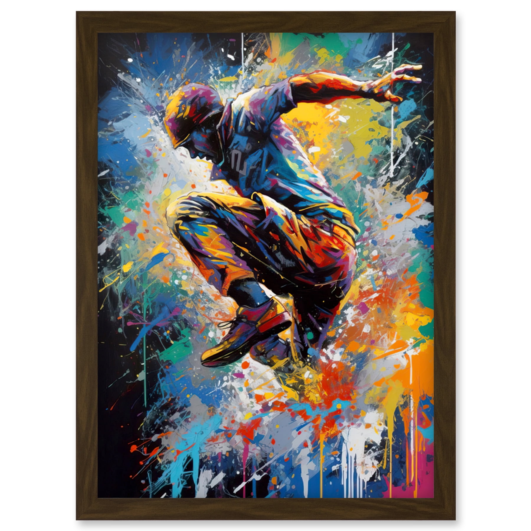 Parkour Paint Splat Portrait Jump Action Shot Artwork Framed Wall Art ...