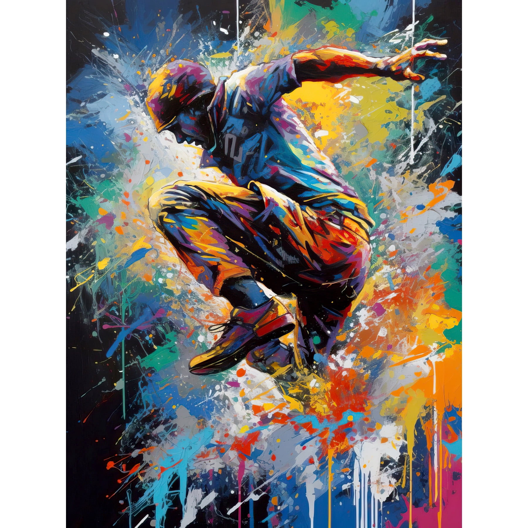 Parkour Paint Splat Portrait Jump Action Shot Extra Large XL Wall Art ...