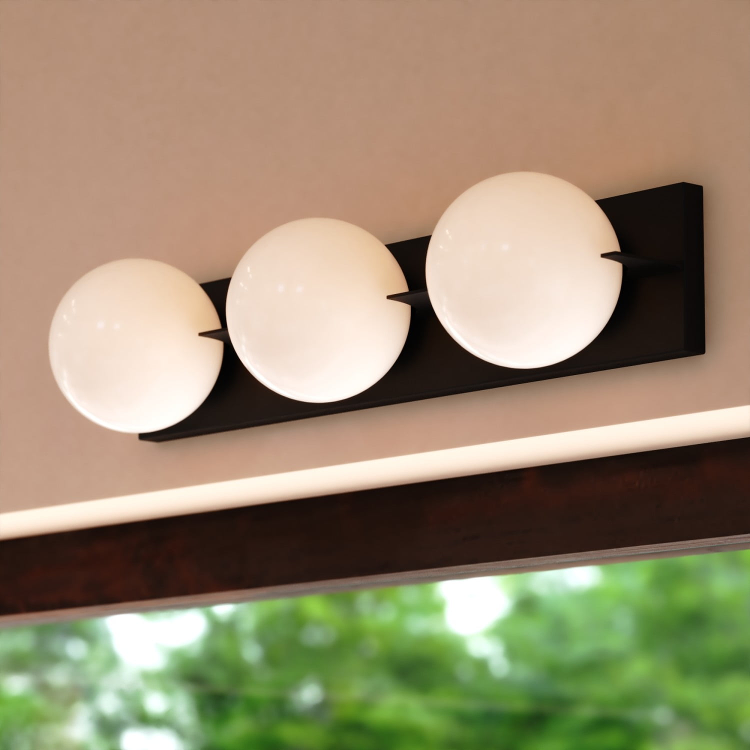 Parkview 3 Light LED Compatible Black Mid-Century Modern Bathroom ...