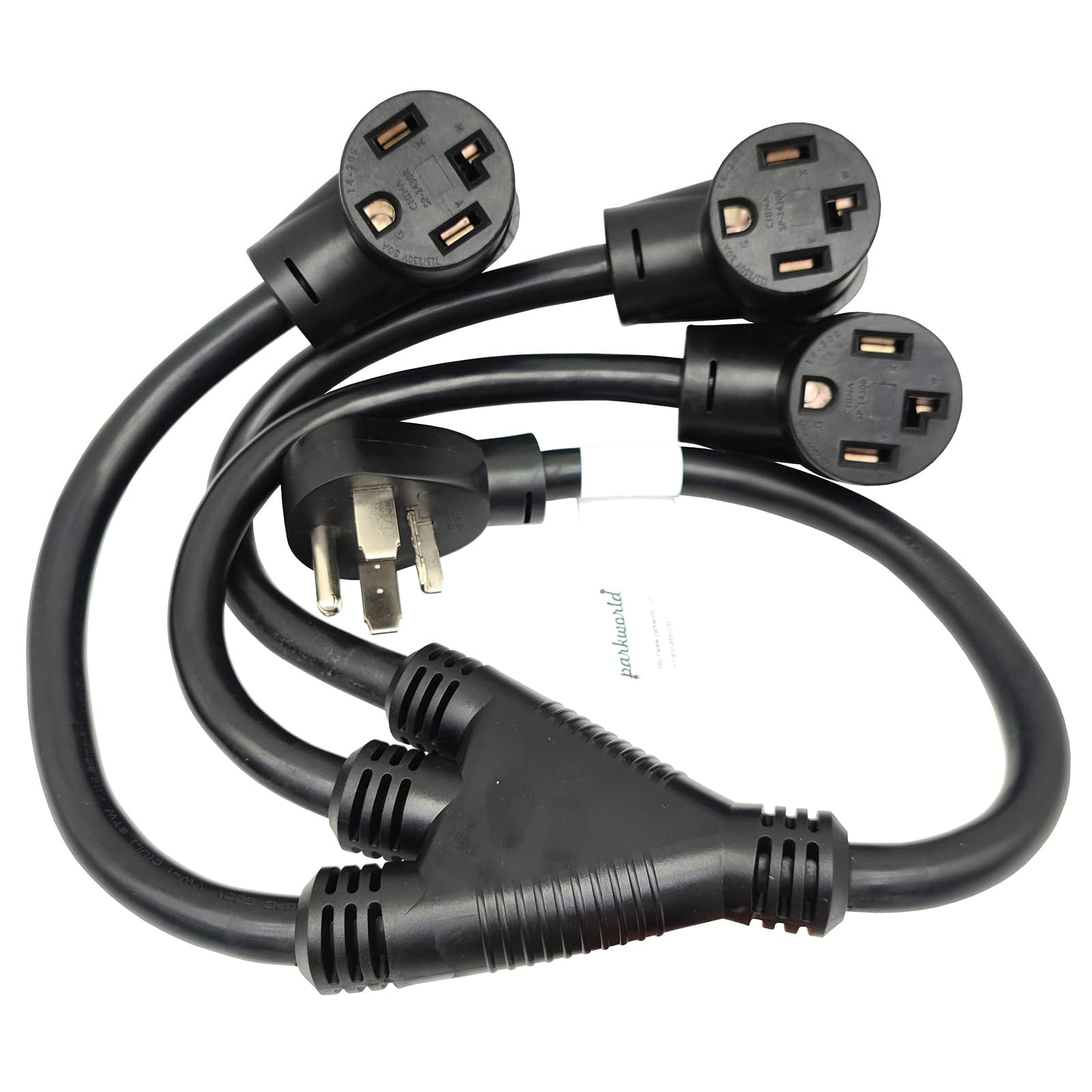 Parkworld 62602 NEMA 14-30 Splitter, Dryer 14-30P Male Plug to (3) 14 ...