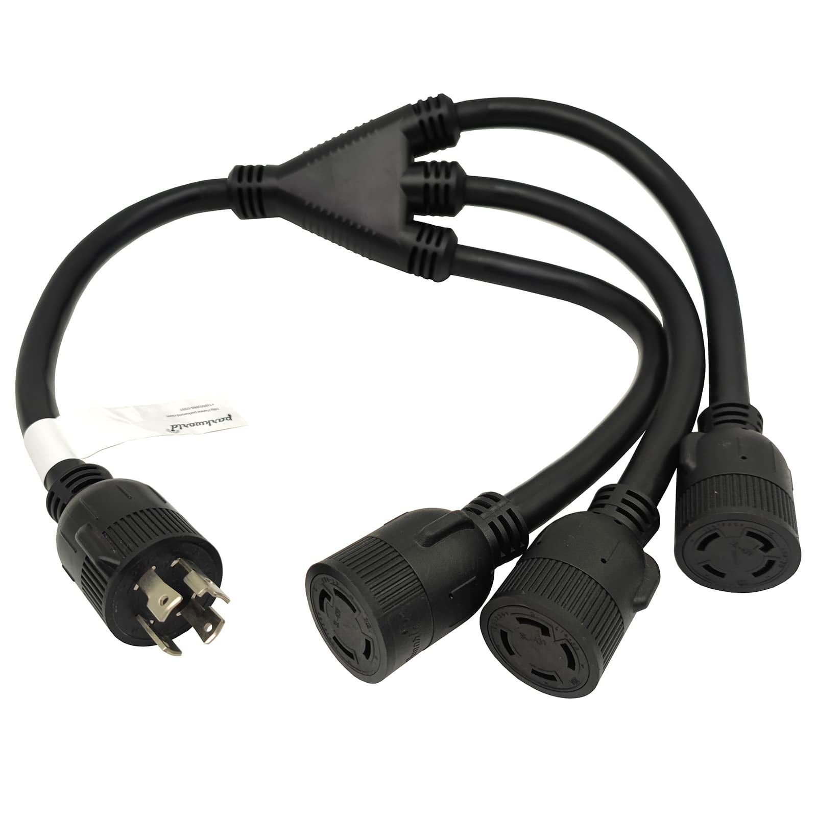 Parkworld 62619 NEMA L14-30 Splitter, NEMA L14-30P Male Plug to (3) L14-30R Female Tri-Outlet ...