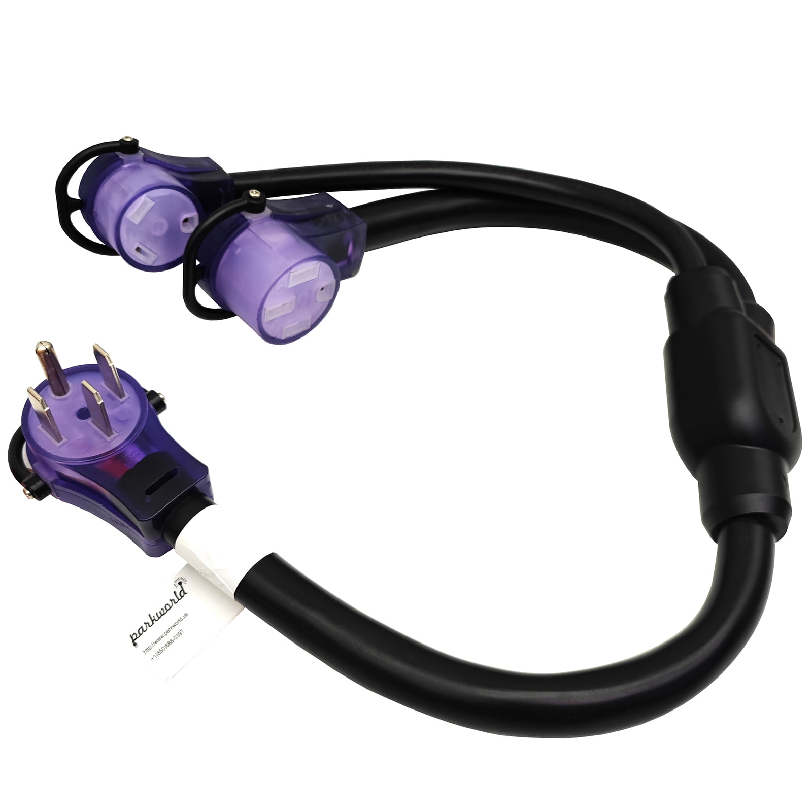 Parkworld 62800 RV 50 AMP Splitter Adapter 14-50P Male Plug to 14-50R ...