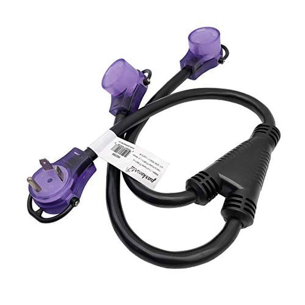 Parkworld RV 30 AMP Splitter Adapter Cord, TT-30P to (2) TT-30R with ...