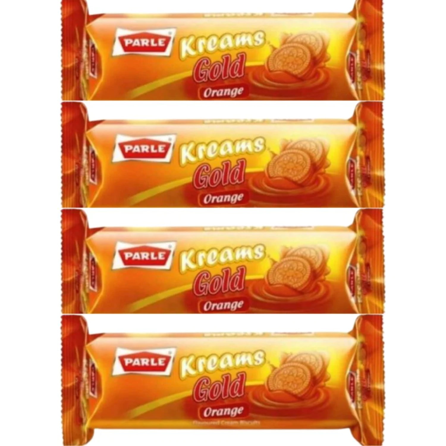 Parle Kreams Gold Orange Cookies 266.88 g (4 Packs of 66g each ...
