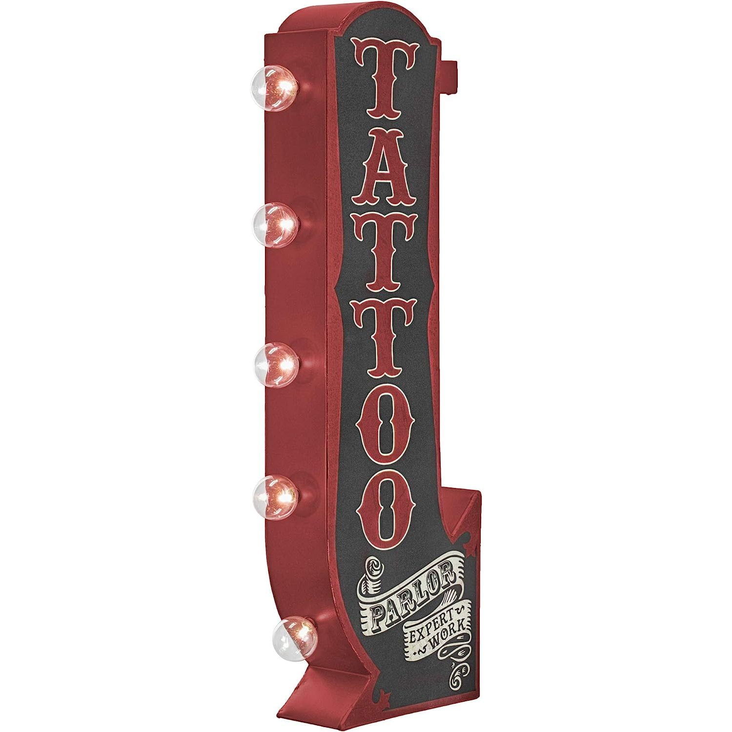 Parlor Arrow Metal Marquee Sign With Large Led Lights, Red & Black ...