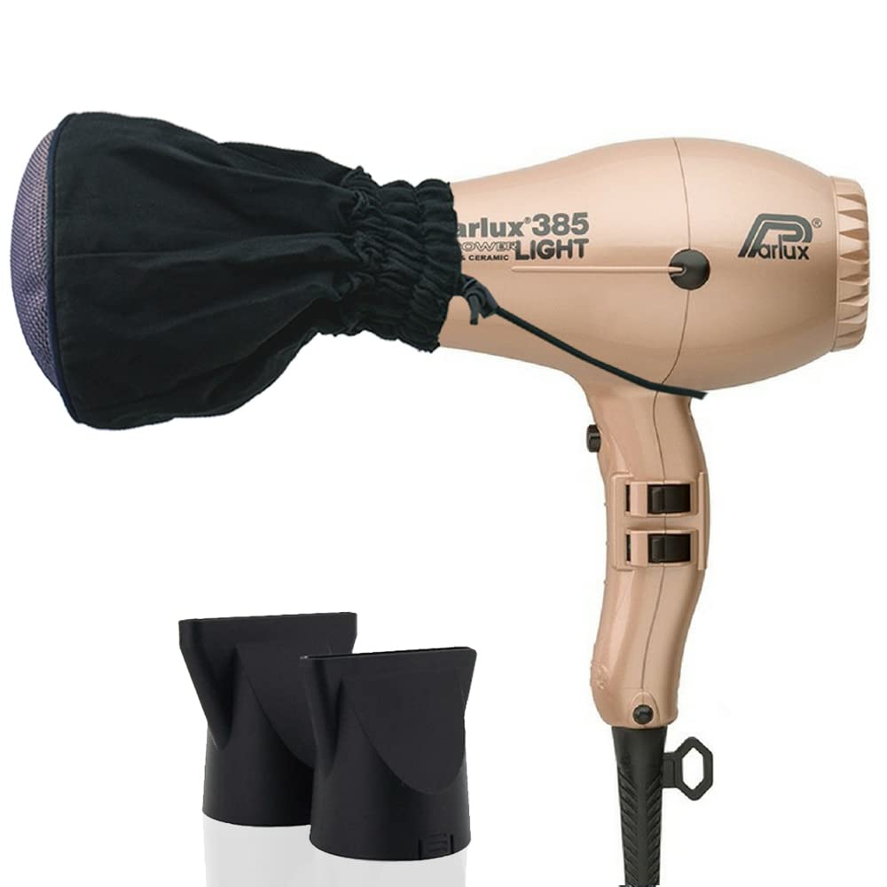 Parlux 385 Powerlight Ionic and Ceramic Light Gold Hair Dryer and M ...