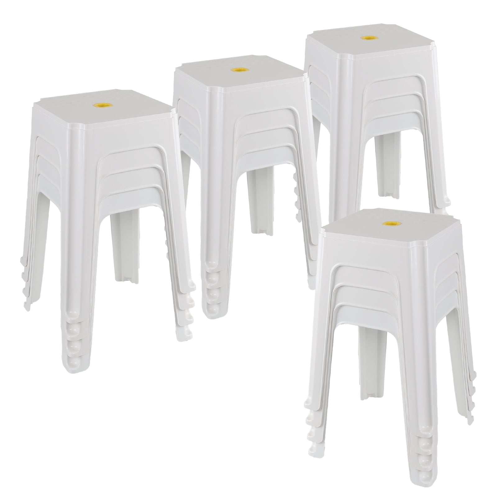Parlynies 18.7 Inch Plastic Stackable Backless Stools, Square Plastic ...