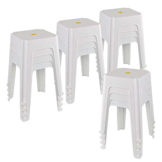 Parlynies 18.7 Inch Plastic Stackable Backless Stools, Square Plastic ...
