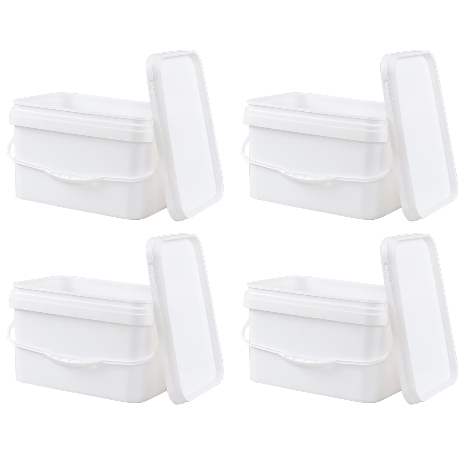 Parlynies 3 Gallon Mixing Bucket, Rectangular Food Grade Bucket Pail with Handles and Lid (Pack ...