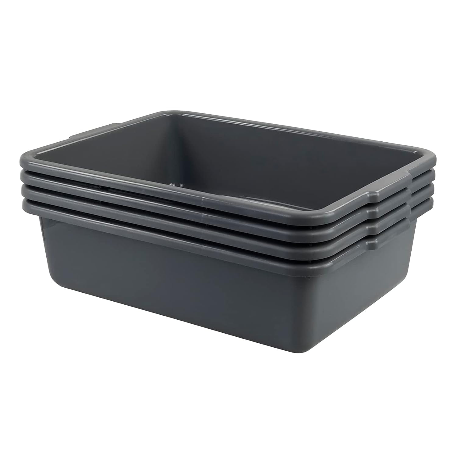Parlynies 4-Pack 25 L Large Plastic Bus Box, Commercial Bus Tubs, Gray ...