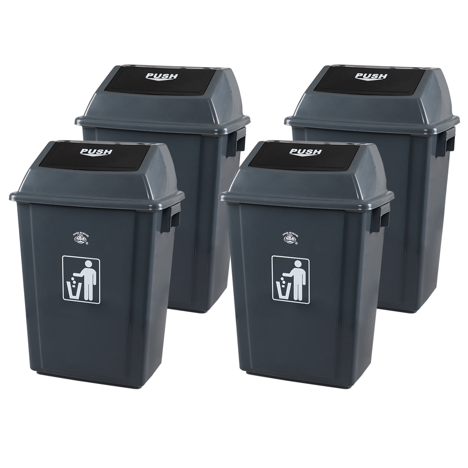 Parlynies 4 Packs Kitchen Garbage Can with Swing Lid, 13 Gallon Plastic ...