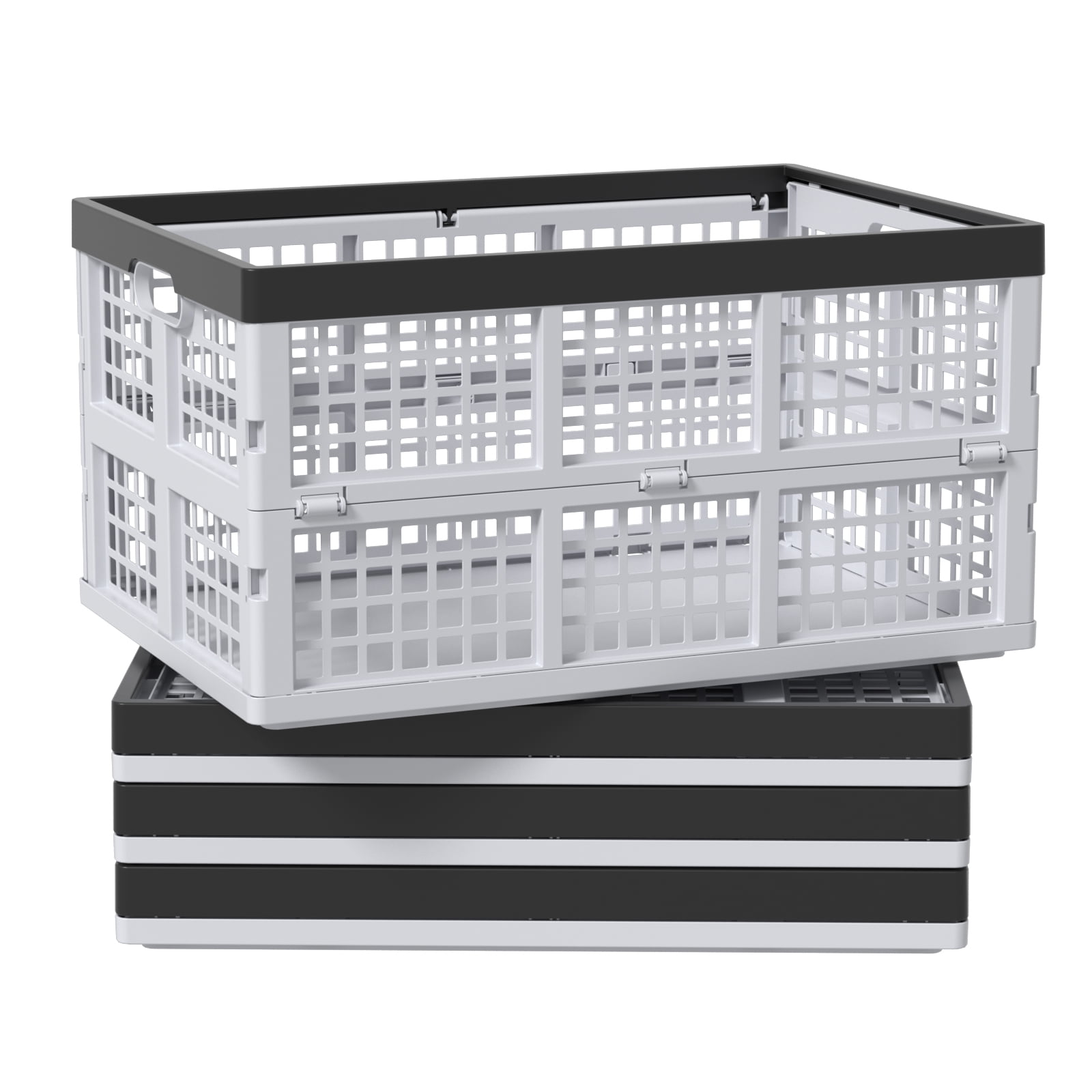 Parlynies 42L Large Stacking Folding Storage Crates, Stackable ...