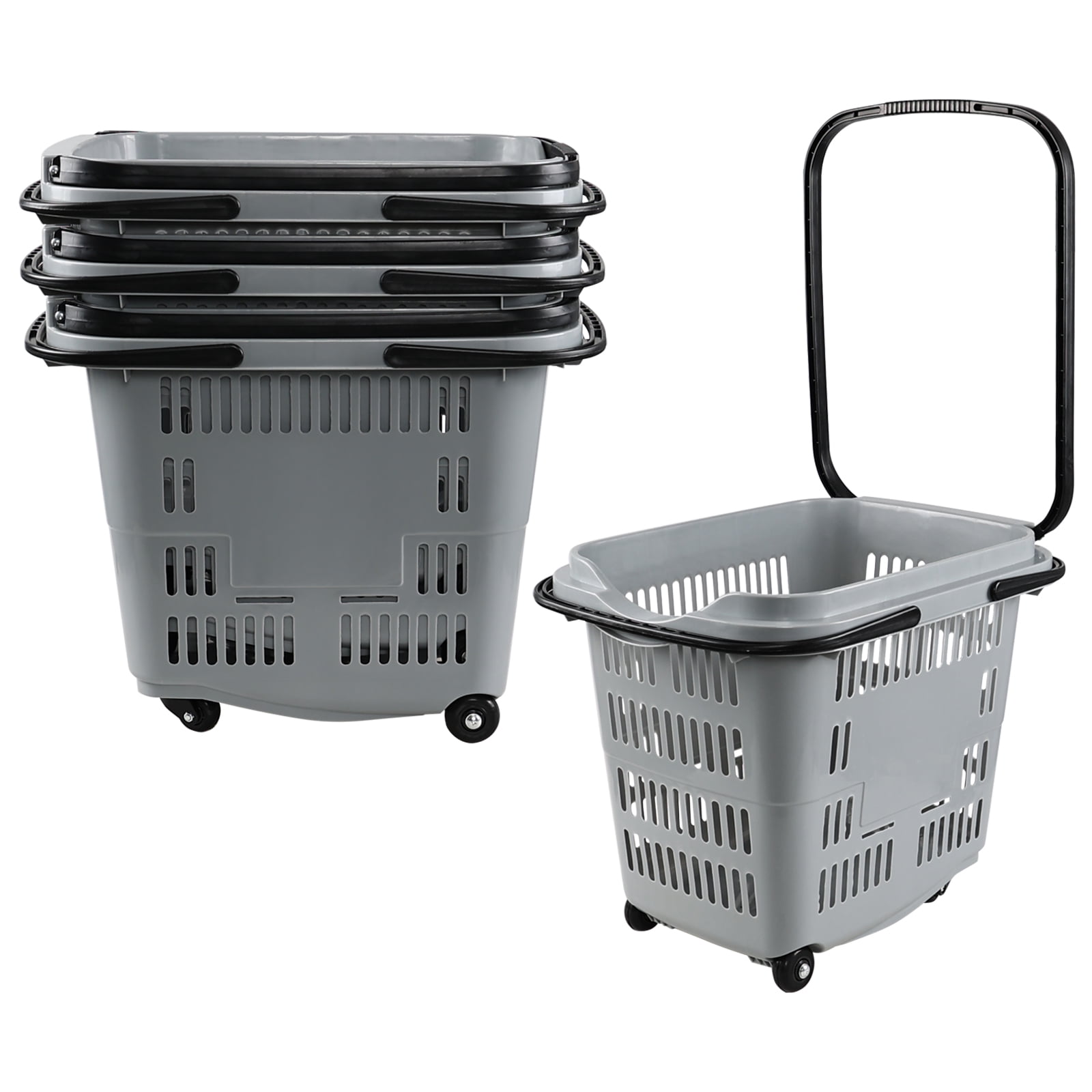 Parlynies 4PCS Shopping Cart, Grocery Rolling Laundry Shoping Basket ...
