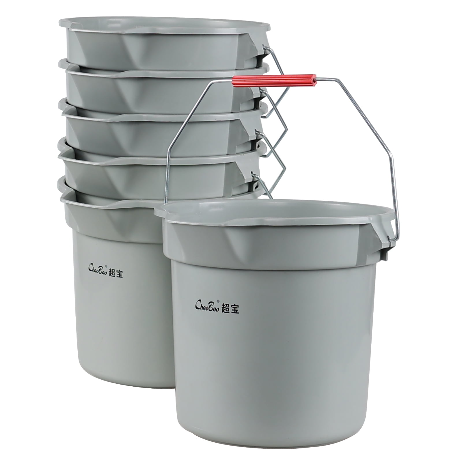 Parlynies 6 Packs Commercial Pail Bucket, Heavy-Duty 14-Quart Cleaning ...