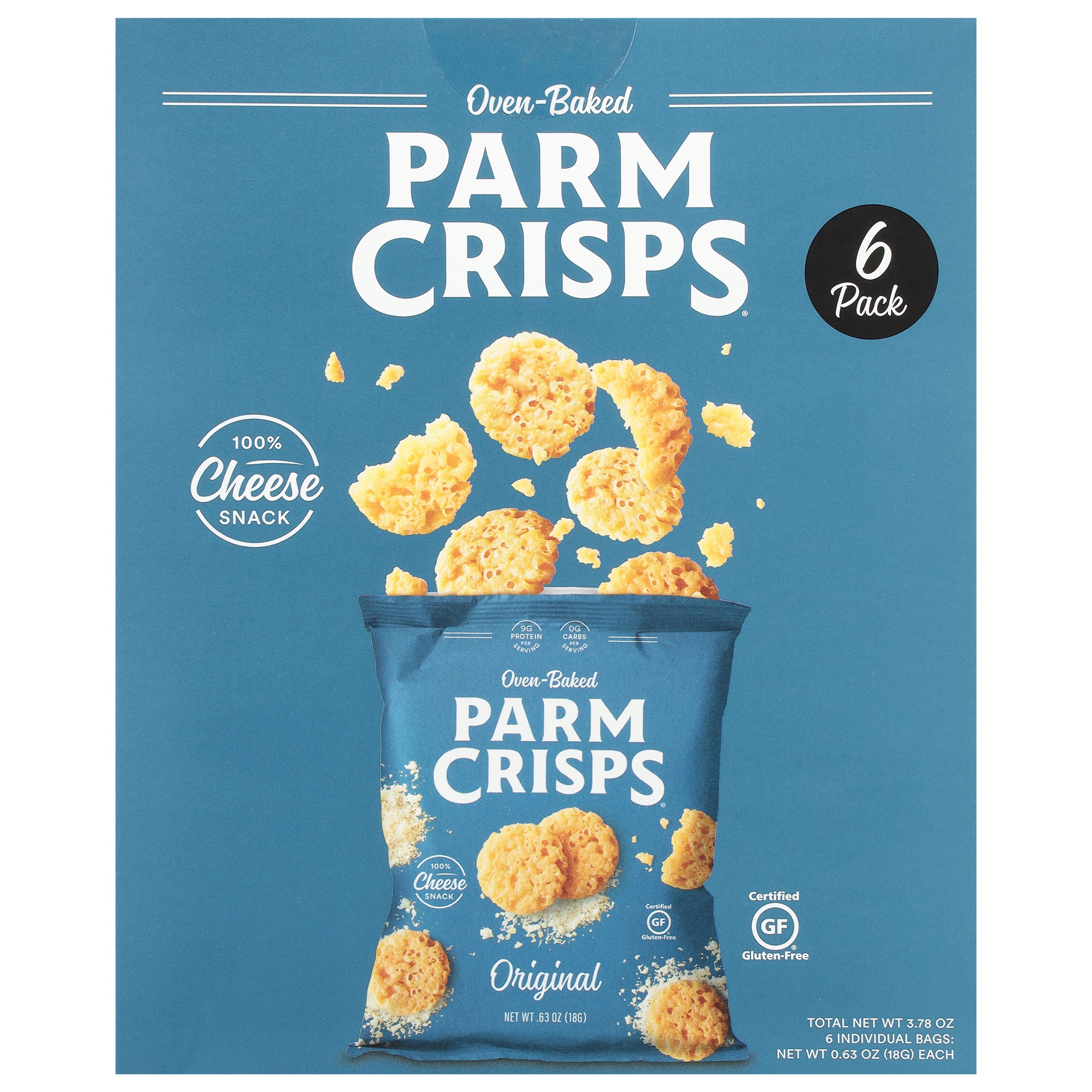 ParmCrisps Original Oven-Baked Parm Crisp Cheese Crackers, 0.63 oz (6 ...