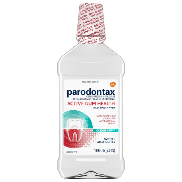 Parodontax Active Gum Health Mouthwash, Clear Mint, 16.9 Fl Oz, for ...