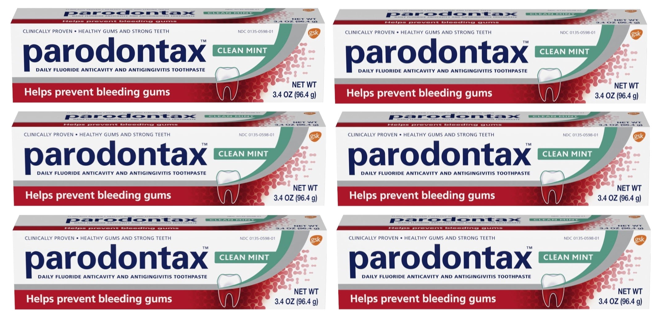 Parodontax Daily Fluoride Toothpaste, Clean Mint 3.4 oz (Pack of 6 ...