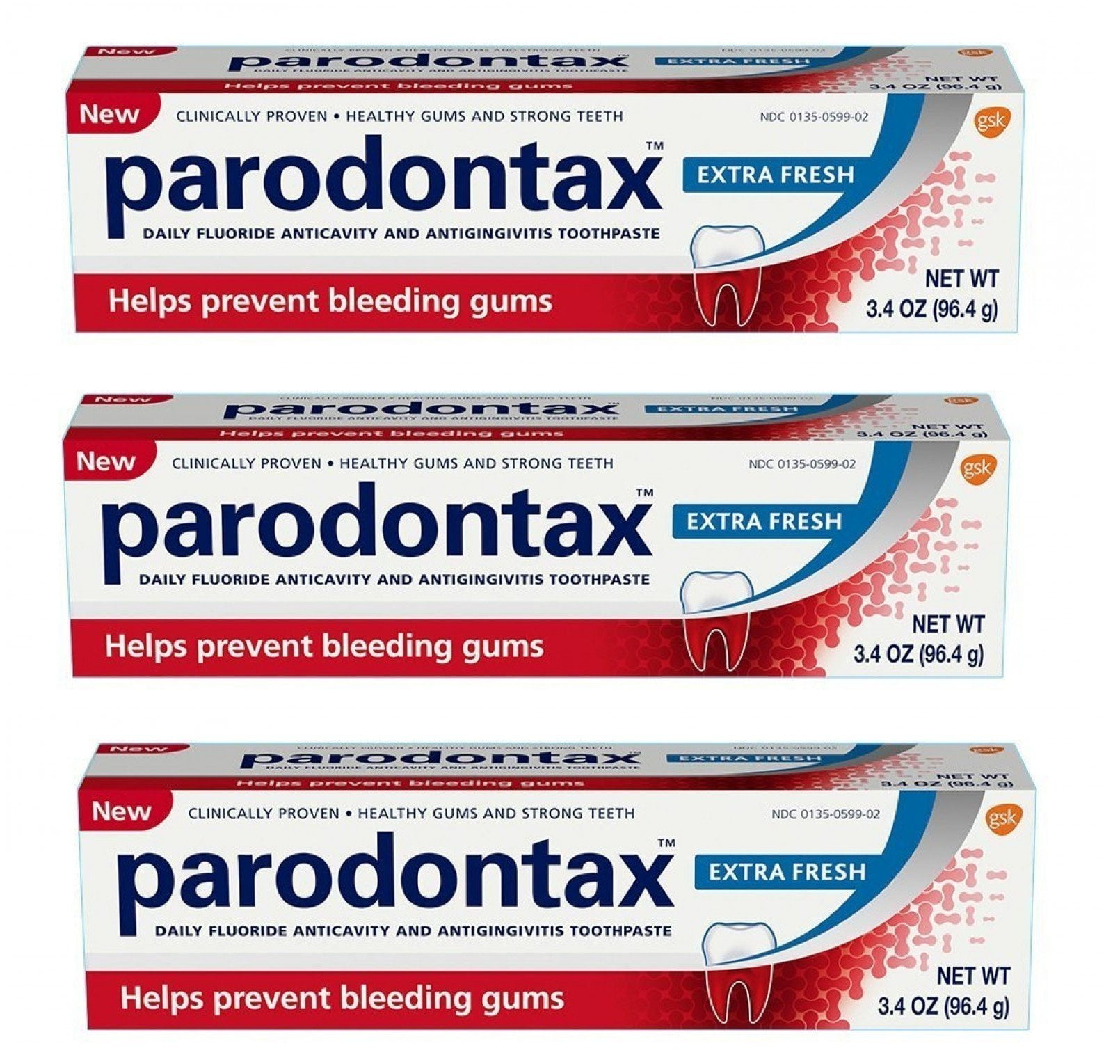 Parodontax Extra Fresh Toothpaste for Bleeding Gums, 3.4 Oz (Pack of3 ...