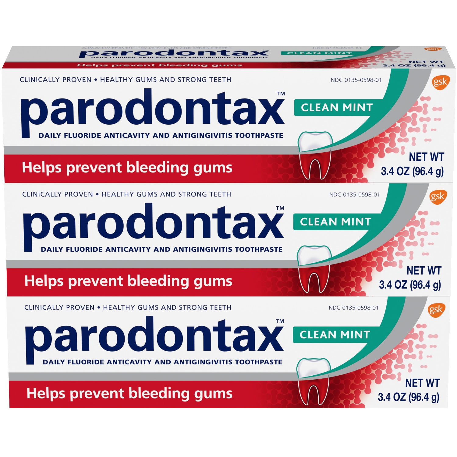 Parodontax Anti Gingivitis Toothpaste, Clean Mint, 3.4 oz, 3 Pack for ...