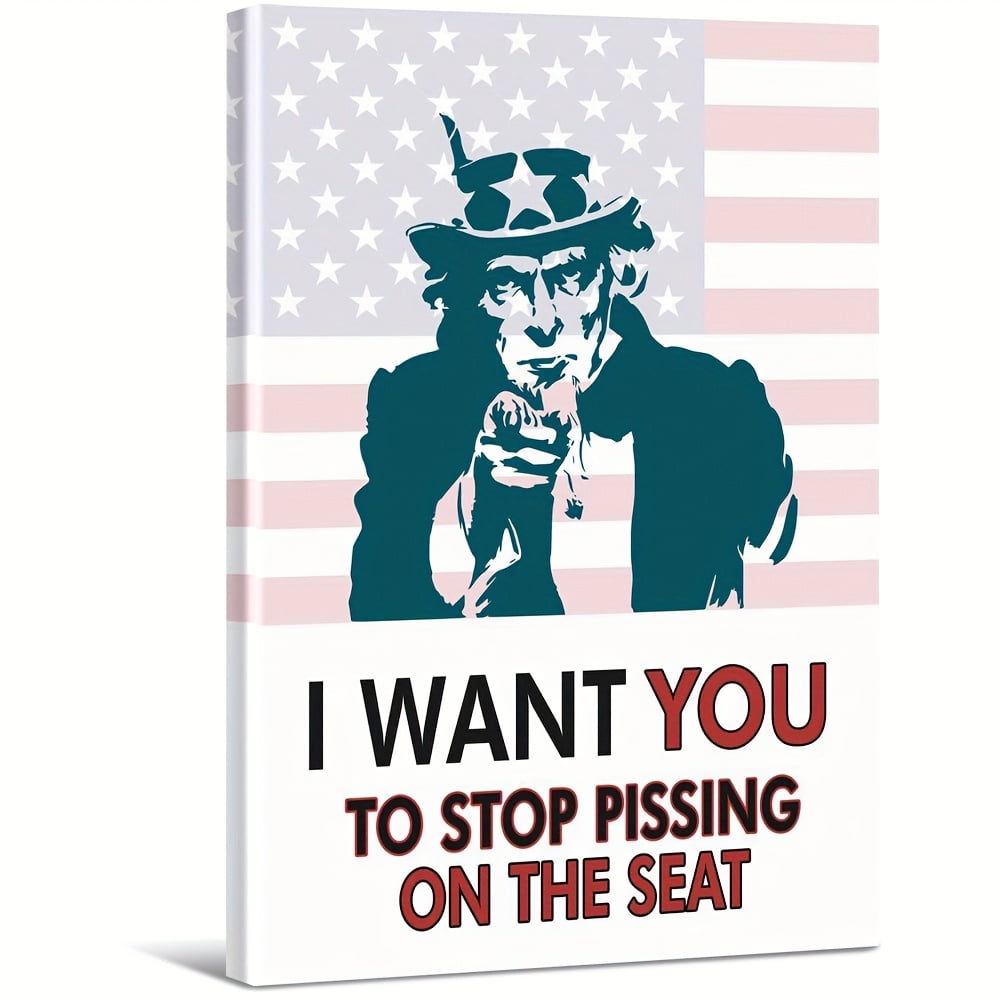 Parody Of Uncle Sam Urging Toilet Etiquette Large Wooden Framed Wall ...