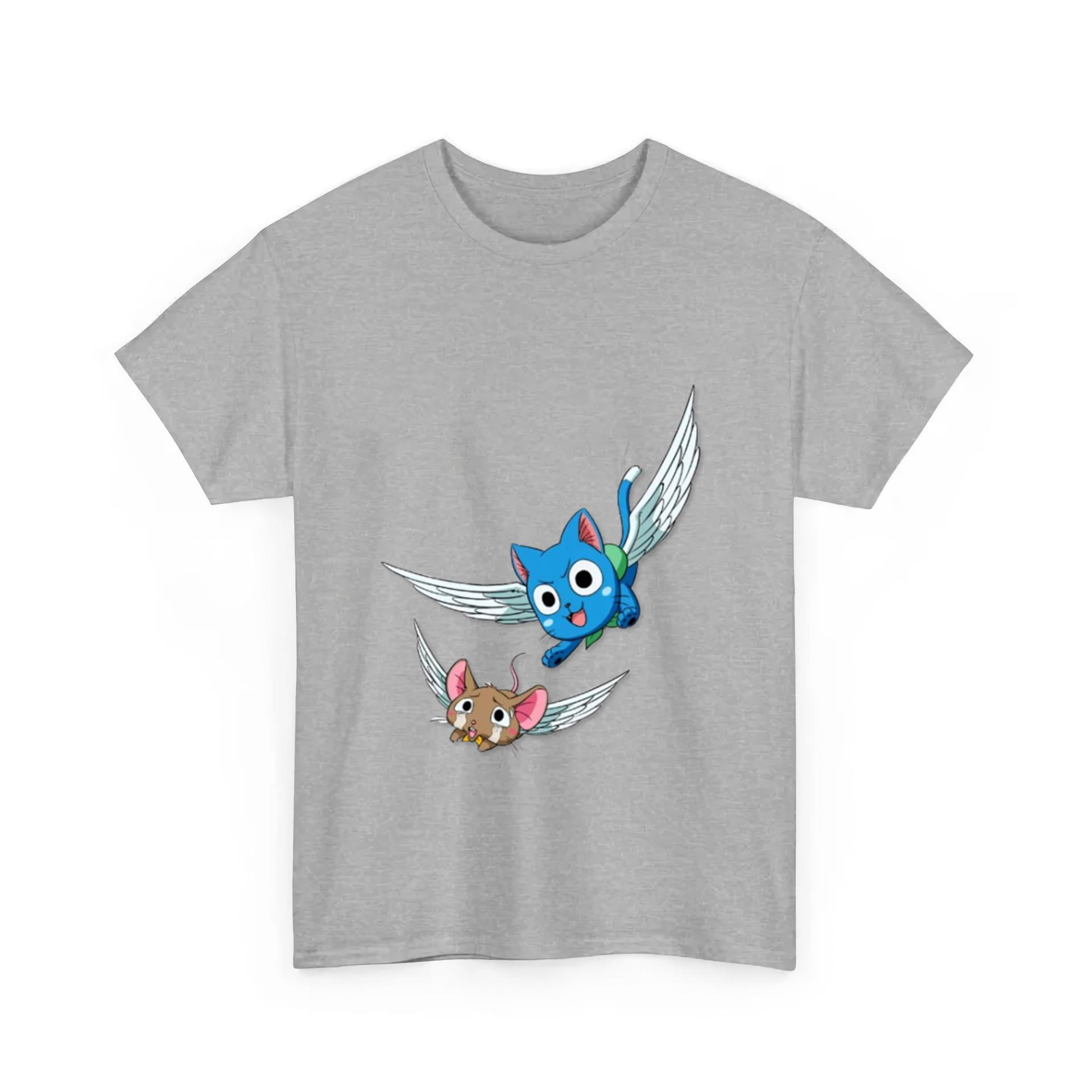 Parody of Fairy Tail T-shirt Happy the cat and a mouse T-shirt- New ...