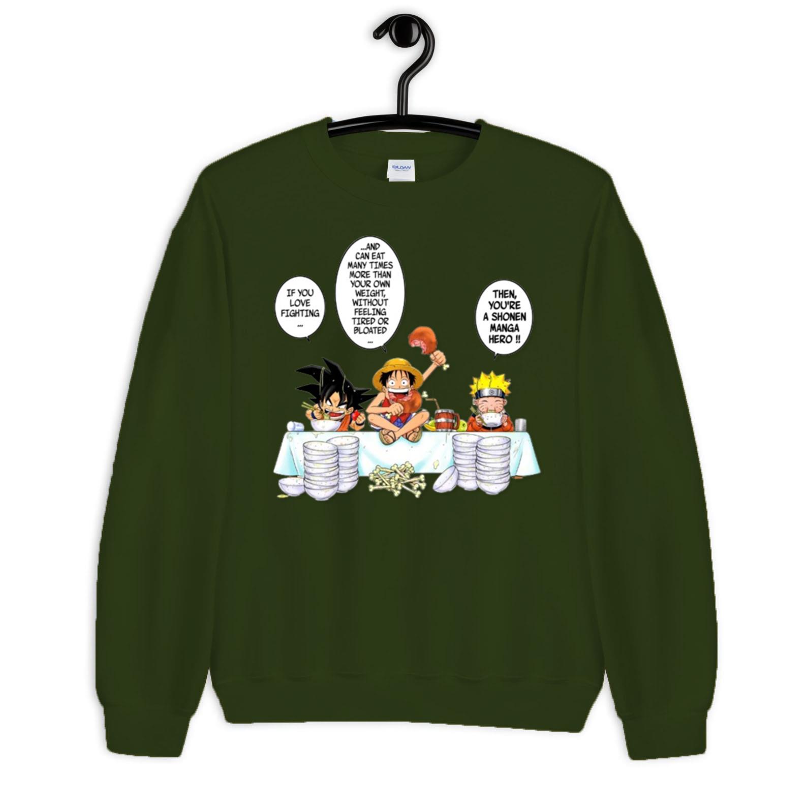 Parody of Naruto sweat shirt Son Goku Naruto and Luffy sweat shirt ...