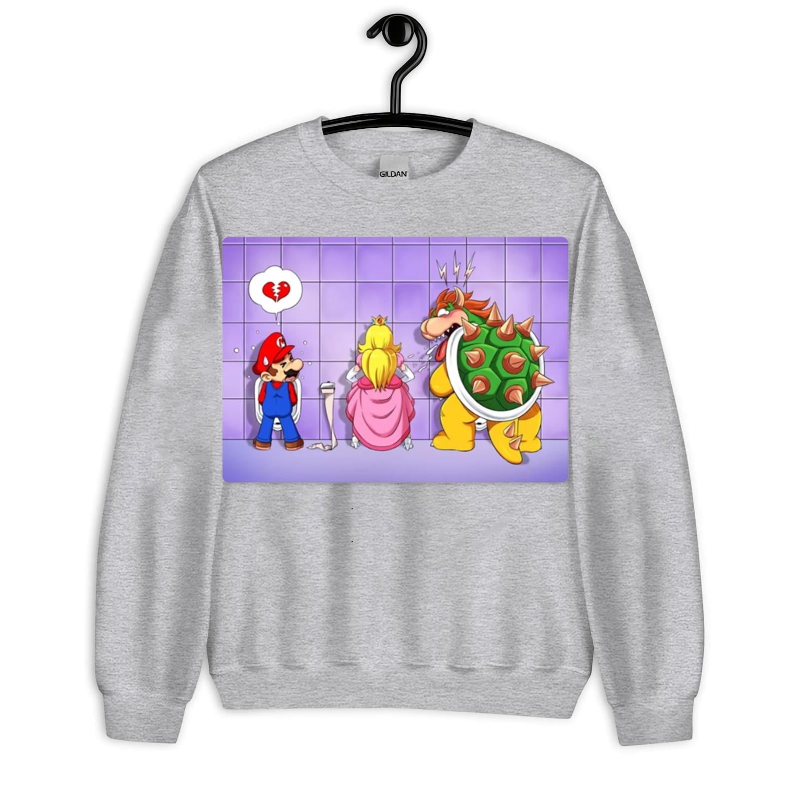Parody of Super Mario sweat shirt Mario Princess Peach and Bowser sweat ...