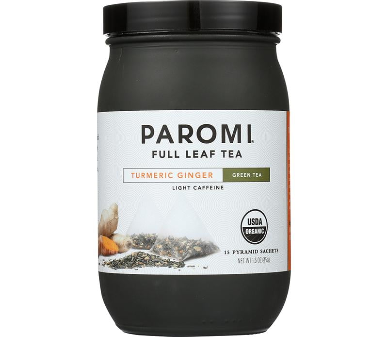 Paromi Tea, Turmeric Ginger, Organic Green Tea, Full-Leaf, 15 Ct, 1.6 ...