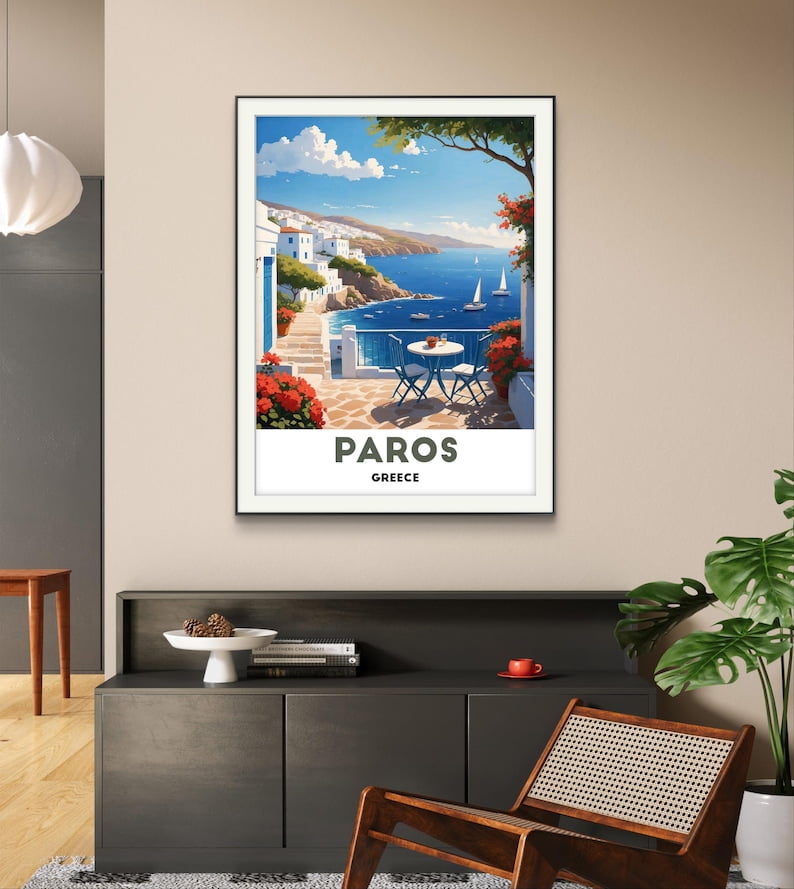 Paros Greece Poster, Stunning Cycladic Island Wall Art, Coastal ...