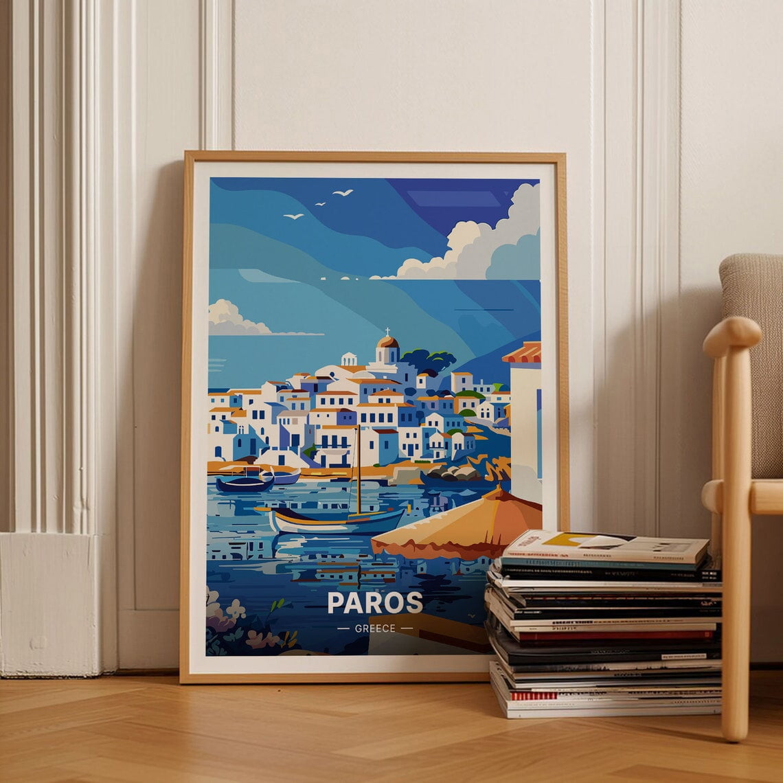 Paros Greece Travel Poster, Unique Wedding Gift, Birthday Present, Home ...