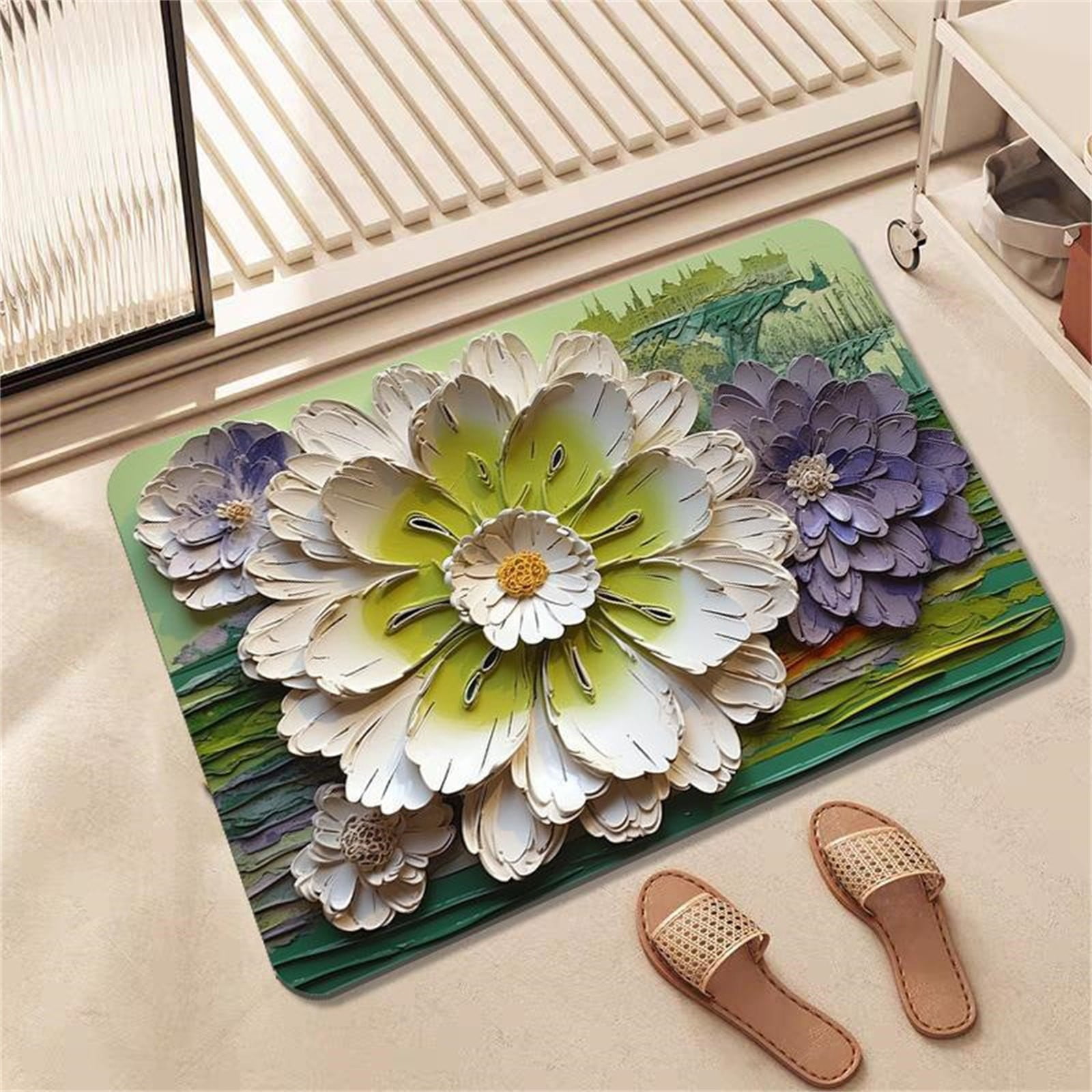DwellJoy Green 15x23 Inches Flowers Flat Household Bathroom Toilet ...