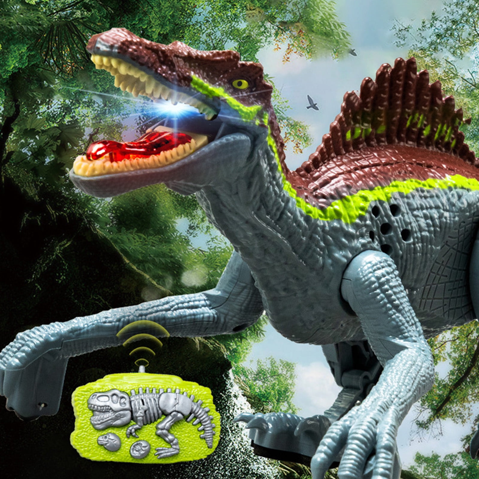 DwellJoy Remote Control Dinosaur Toy, Spiny Back Dragon with Light ...