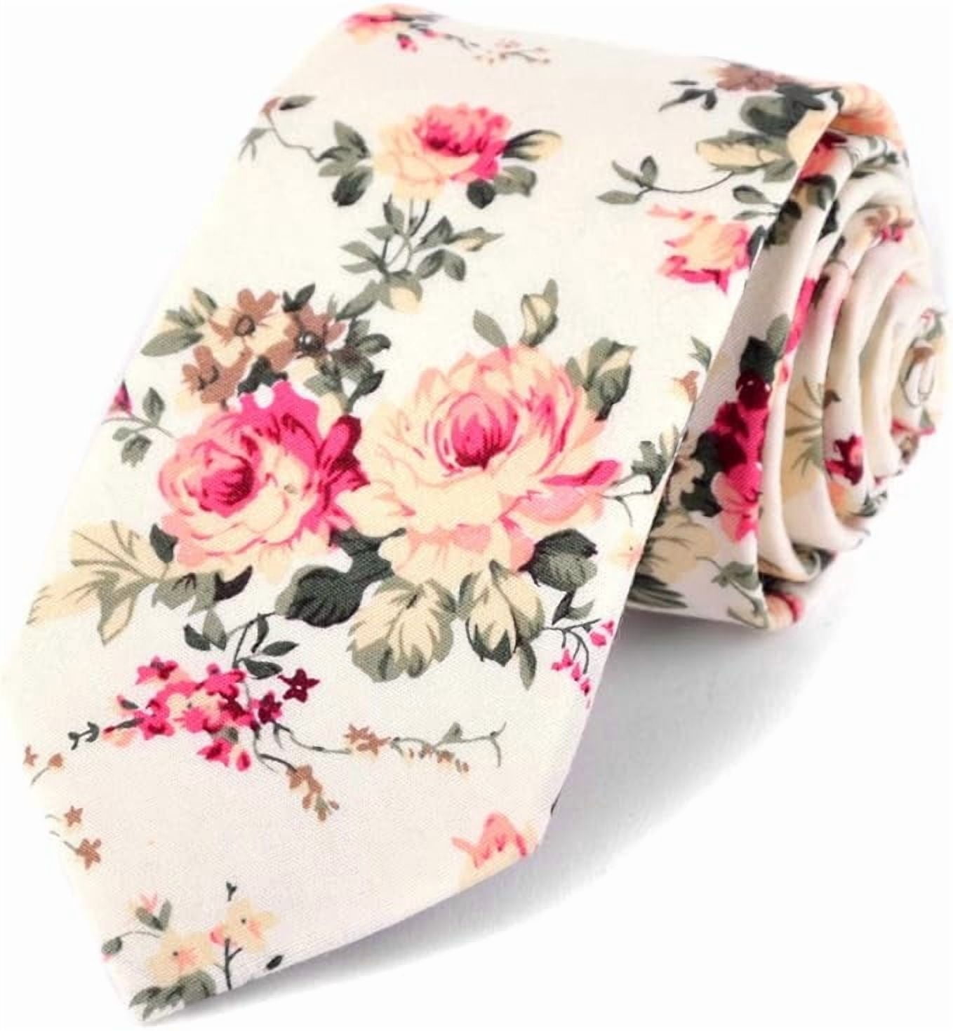 Parquet Floral 100% Cotton Slim Tie for Men | 57 Inch & 2.5 Inch Wide ...