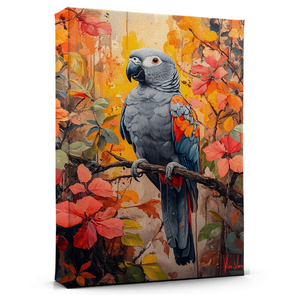 Parrot African Grey Canvas Painting Animal Artwork,Colorful Parrot ...