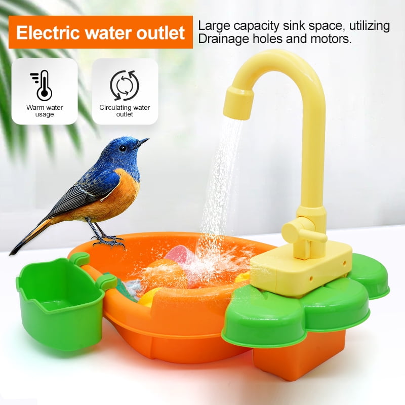 Parrot Bathtub Automatic Rotating Faucet Bird Pet Swimming Pool Set ...