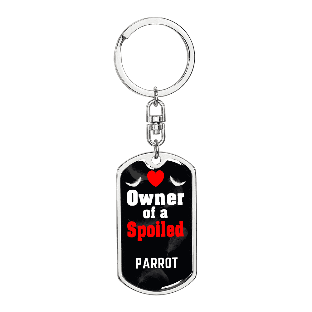 Parrot Bird Stainless Steel or 18k Gold Premium Swivel Dog Tag Keychain ...