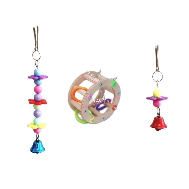 Parrot Bird Toy Cage Pendant Gnawing Foraging Climb Ladder Ferris Wheel ...