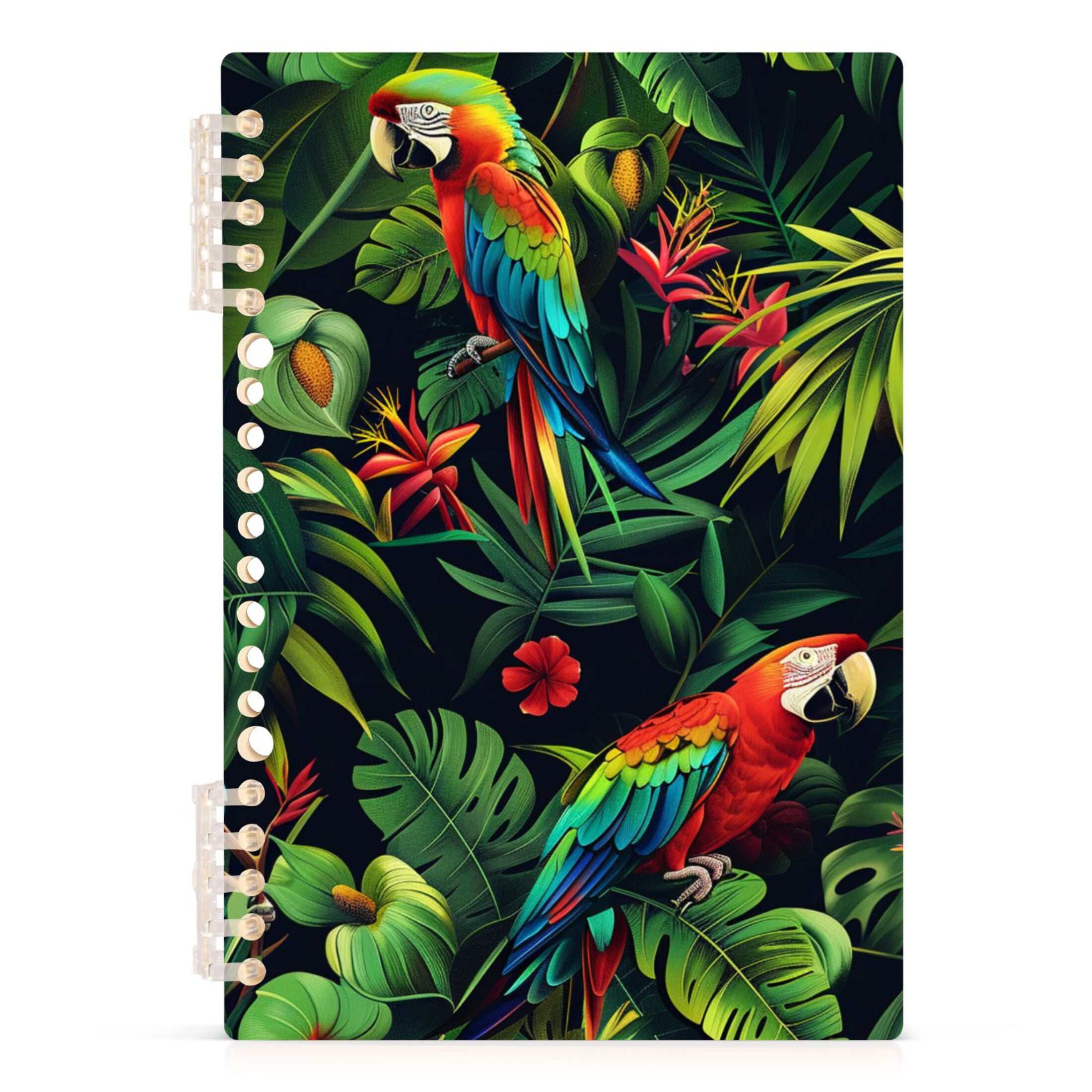 Parrot Birds in Jungle Spiral Notebooks 60 Sheets 120 Pages A5 Journal ...