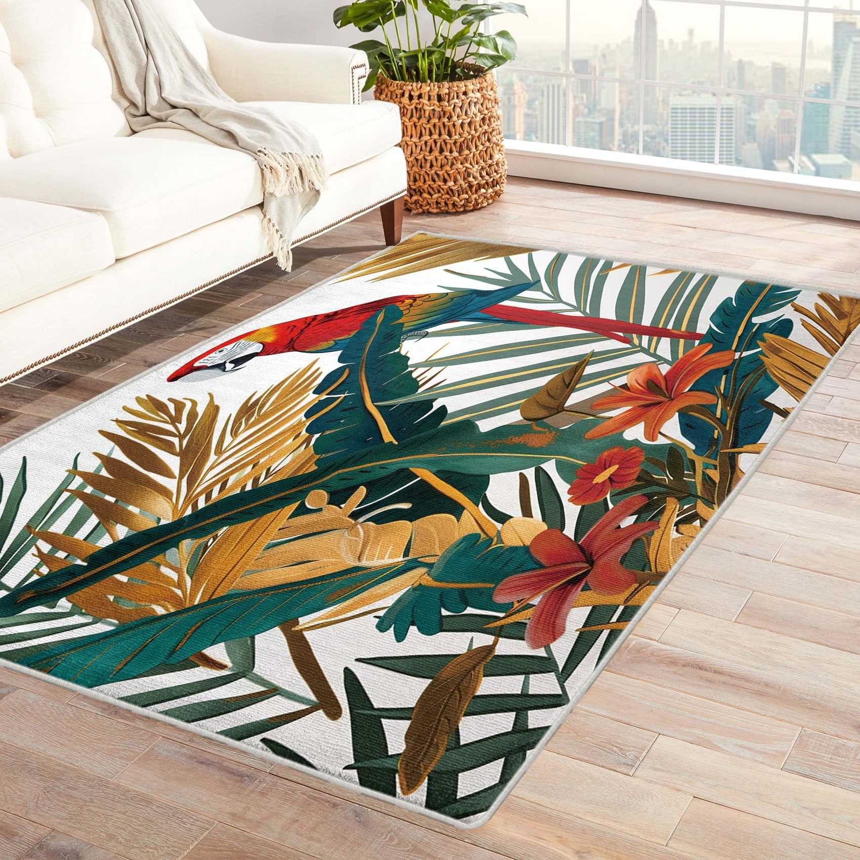 Parrot Botanical Flower Area Rugs For Living Room, Bird Carpet, Room ...