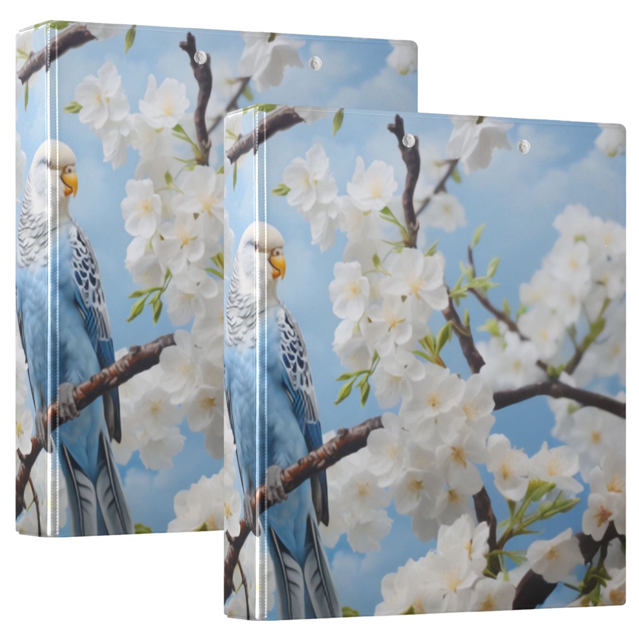 Parrot Branches Or Flowers 3 Ring Binders 1.5 inch Hardcover File Folders with Interior Pockets ...